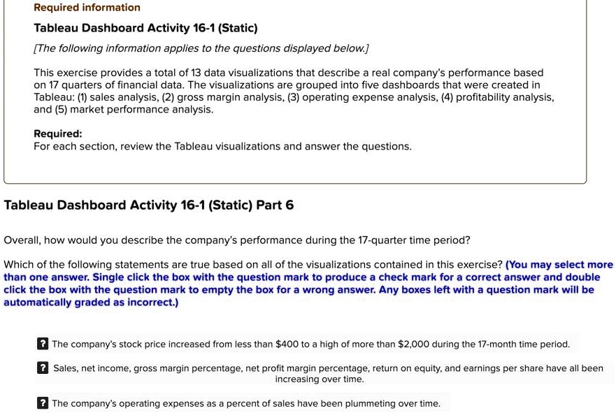 Required information Tableau Dashboard Activity 16-1 (Static) [The ...