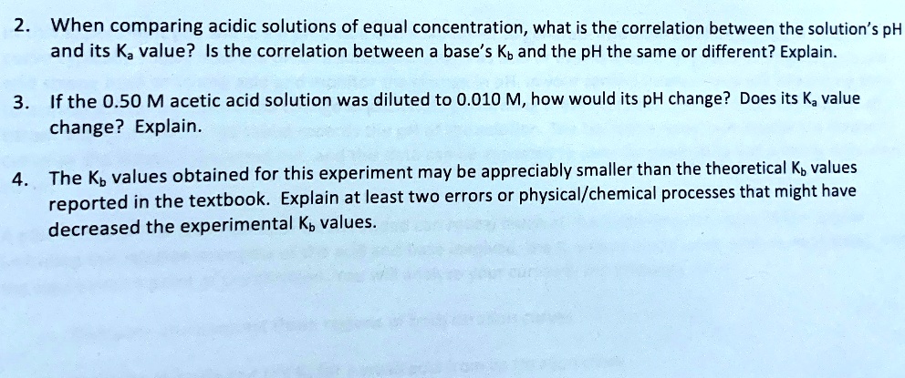 when comparing acidic solutions of equal concentration what is the ...