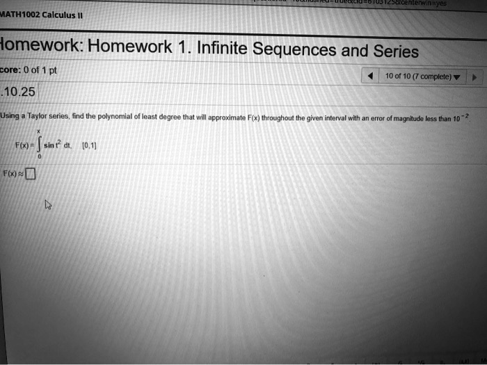 SOLVED: MATH100Z Calculus Homework: Infinite Sequences and Series Core ...