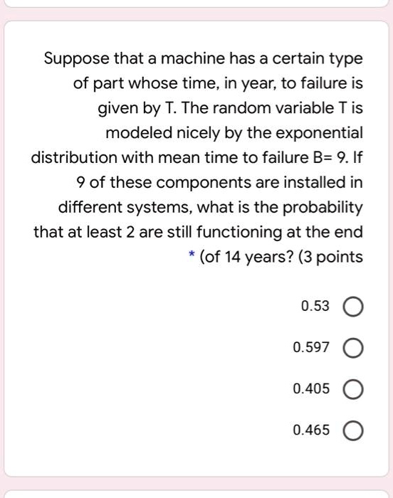 Solved Suppose That A Machine Has A Certain Type Of Part Whose Time In