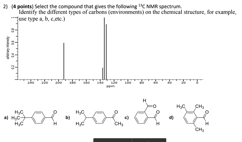 arbitrary intensity 0.4 0.8 0.6 0.2 2) (4 points) Select the compound ...