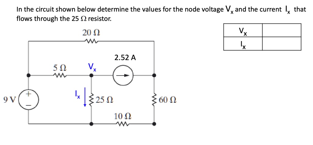 Solved In The Circuit Shown Below Determine The Values For The Node