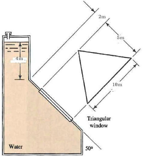 SOLVED: Figure Q1 is tank with a rectangular window. Calculate the ...