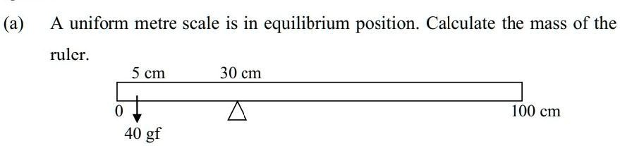 SOLVED: A uniform meter scale is in the equilibrium position. Calculate ...