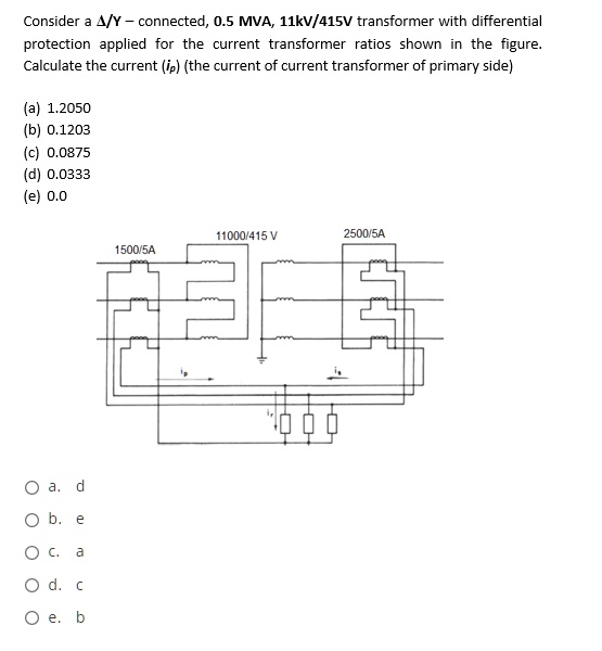 Consider a A/Y - connected, 0.5 MVA, 11kV/415V transformer with ...