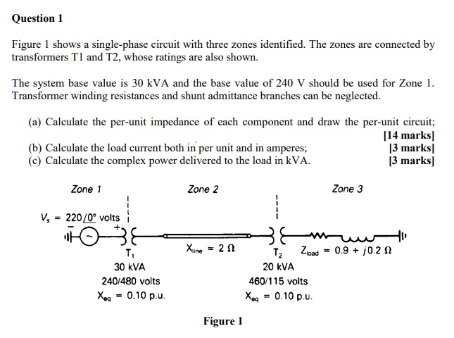 SOLVED: Figure 1 shows a single-phase circuit with three zones identified. The zones are ...