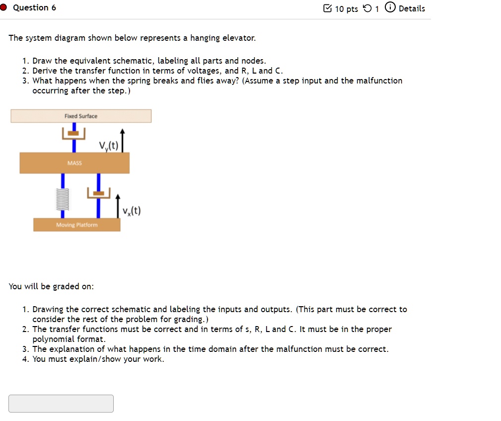 SOLVED: Question 6 10 pts 1 Details The system diagram shown below ...