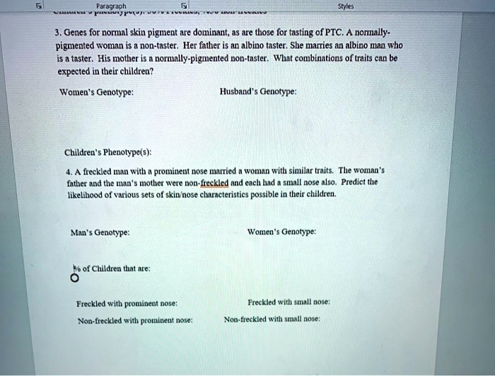 SOLVED:Paranmanb Styes Genes for normal skin pigment are dominant; as ...