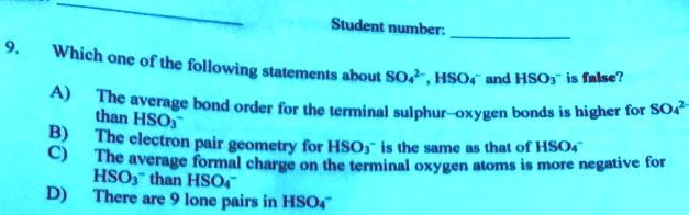 SOLVED: Student number: Which - one of the following statements about ...