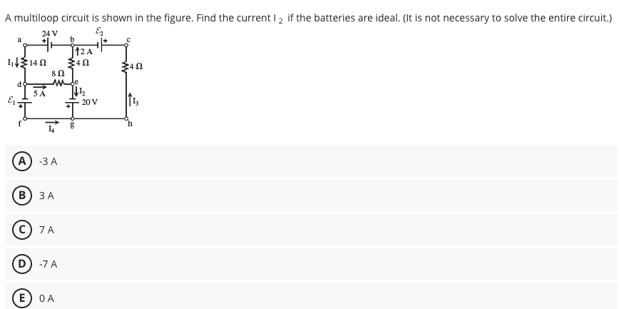 SOLVED: A multiloop circuit is shown in the figure. Find the current I2 if the batteries are ...