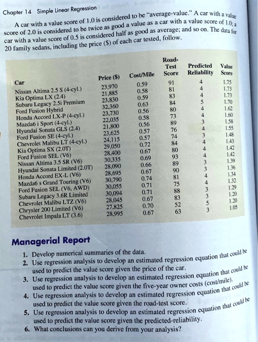 chapter 14 simple linear regression be average value a car with considered valuz with value ...
