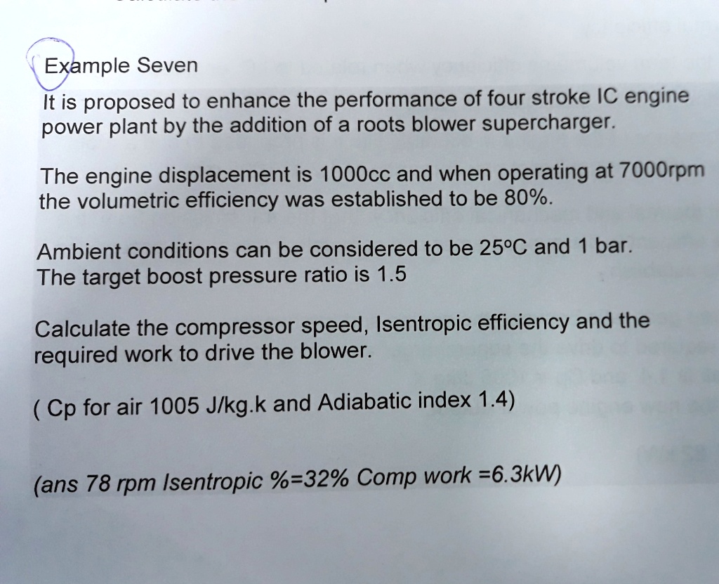 Example Seven It is proposed to enhance the performance of four stroke ...