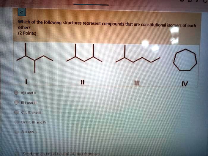 SOLVED: Mhich olthe following structures represent compounds that are constitutional isomers ...