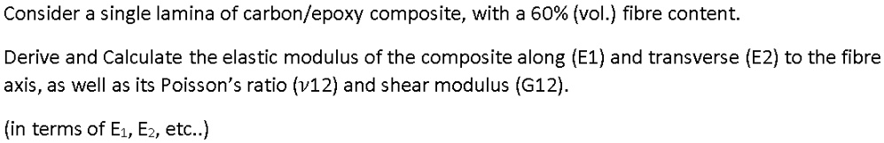 Solved Consider A Single Lamina Of Carbon Epoxy Composite With A 60