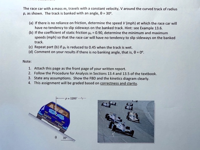 SOLVED:The race car with mass travels with constant velocity, around ...