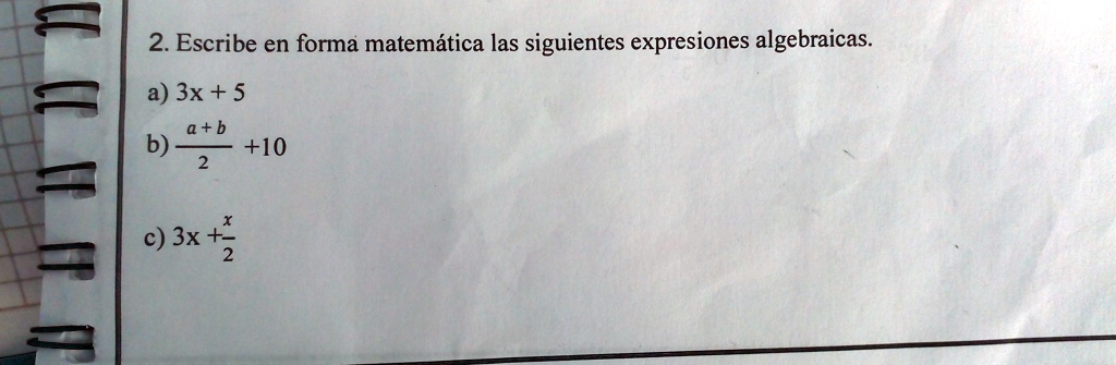 SOLVED: Escribe de forma matemática las siguientes expresiones ...