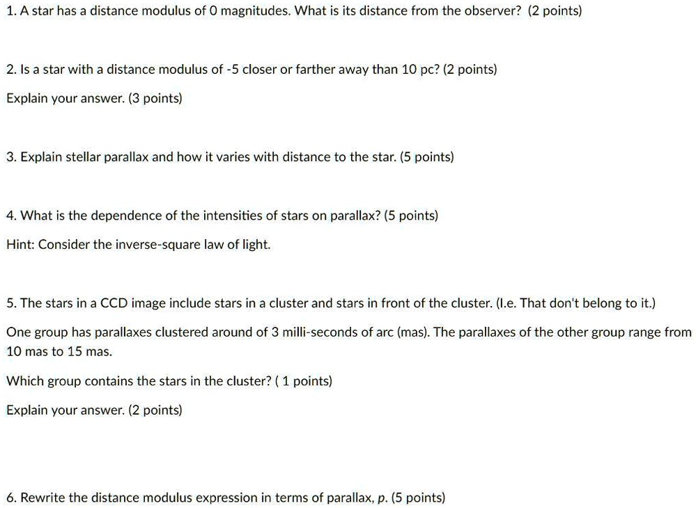 SOLVED:1.A star has a distance modulus of 0 magnitudes What is its ...