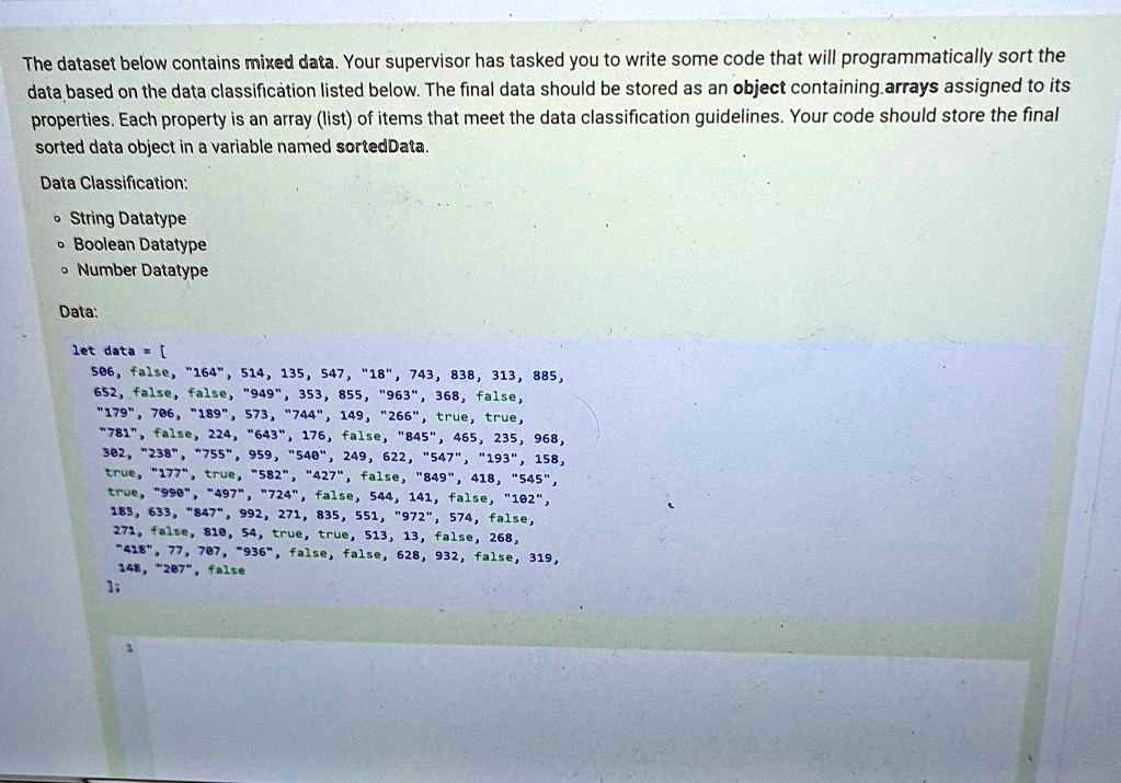 Solved The Dataset Below Contains Mixed Data Your Supervisor Has Tasked You To Write Some Code