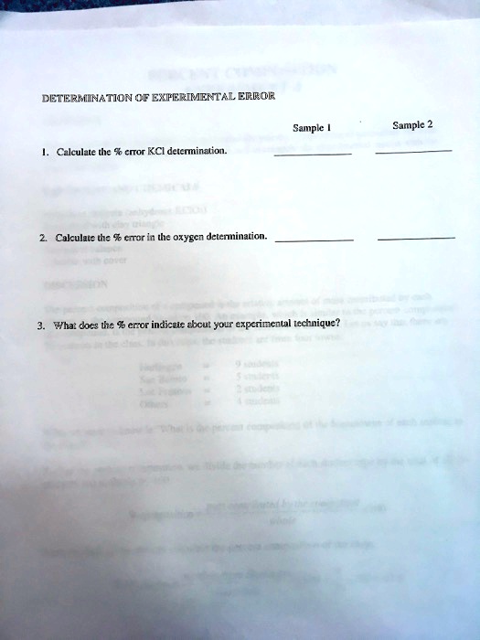 SOLVED:DEETERMINATION OF EXIFERIMERTAL EREQE Samplc Sumple Calculule ...