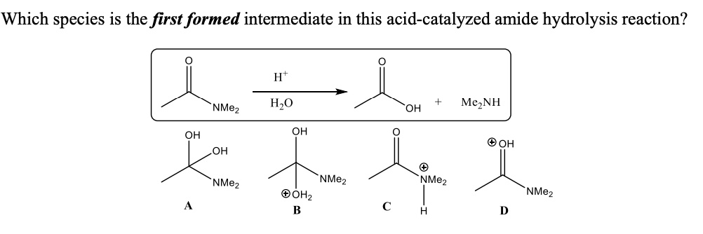 SOLVED: Which species is the first formed intermediate in this acid ...