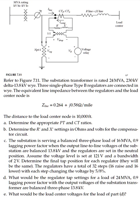 SOLVED: MVA rating kV hi kV lo CTp: CTs R line + jX line Load center ...