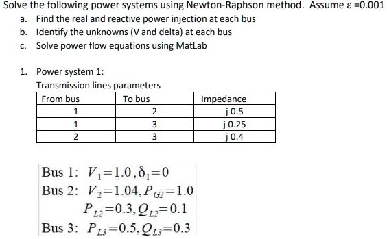 SOLVED: Part c) a. Find the real and reactive power injection at each ...