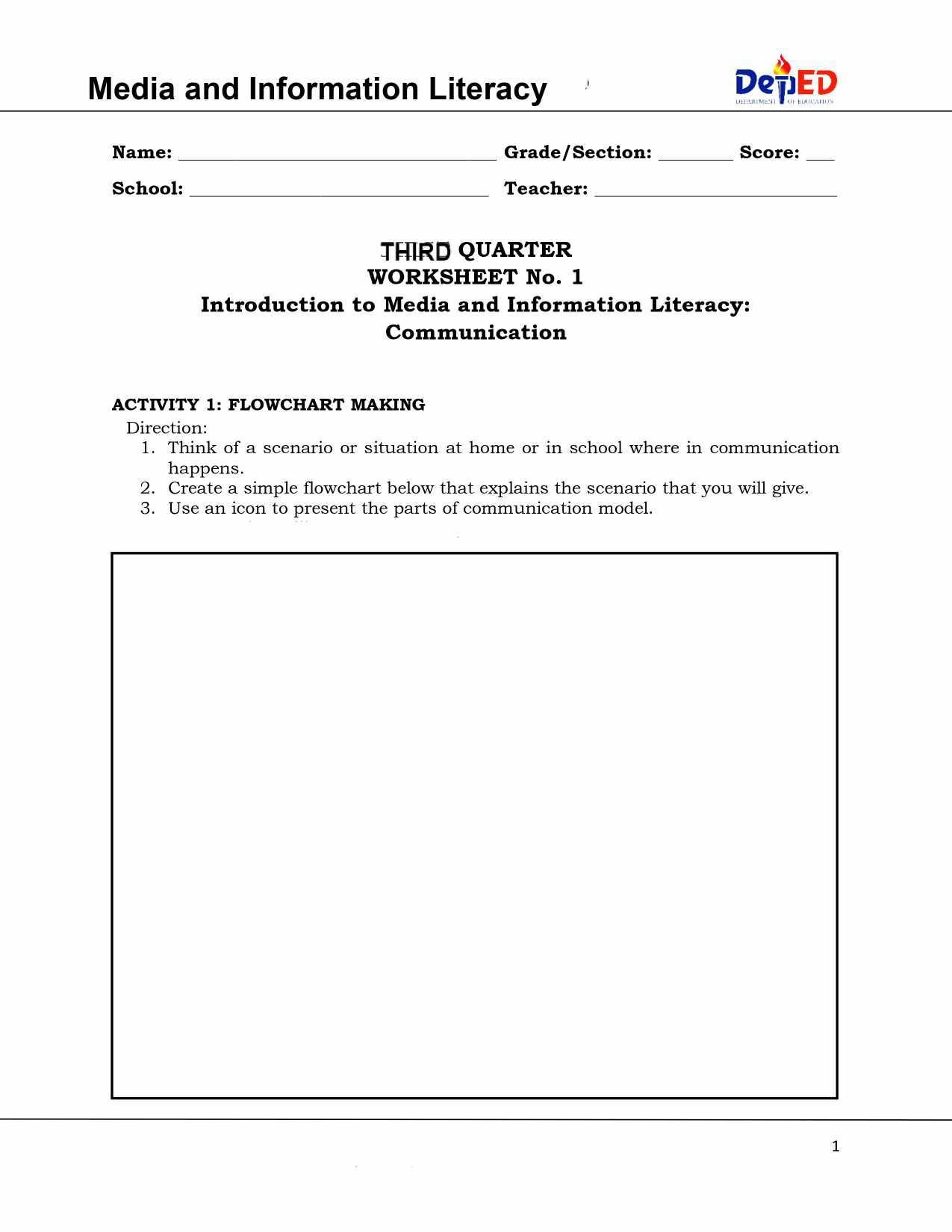 media and information literacy name gradesection score school teacher ...