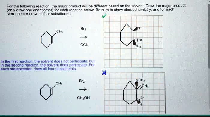 For the following reaction, the major product will be different based ...
