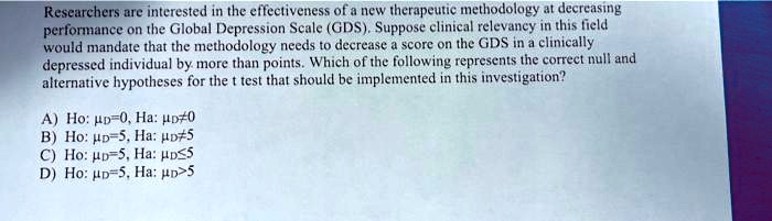 researchers are interested in the effectiveness of a new therapeutic ...