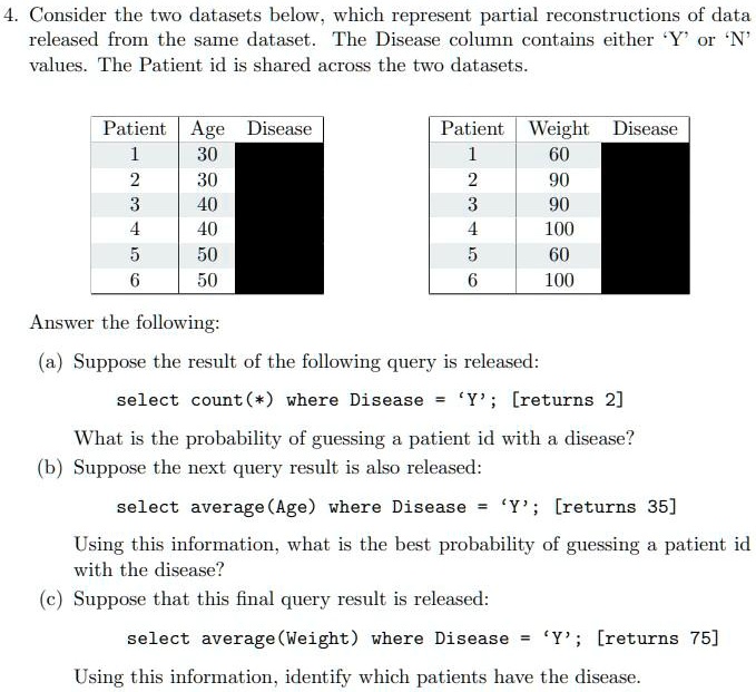 SOLVED: Consider the two datasets below, which represent partial ...