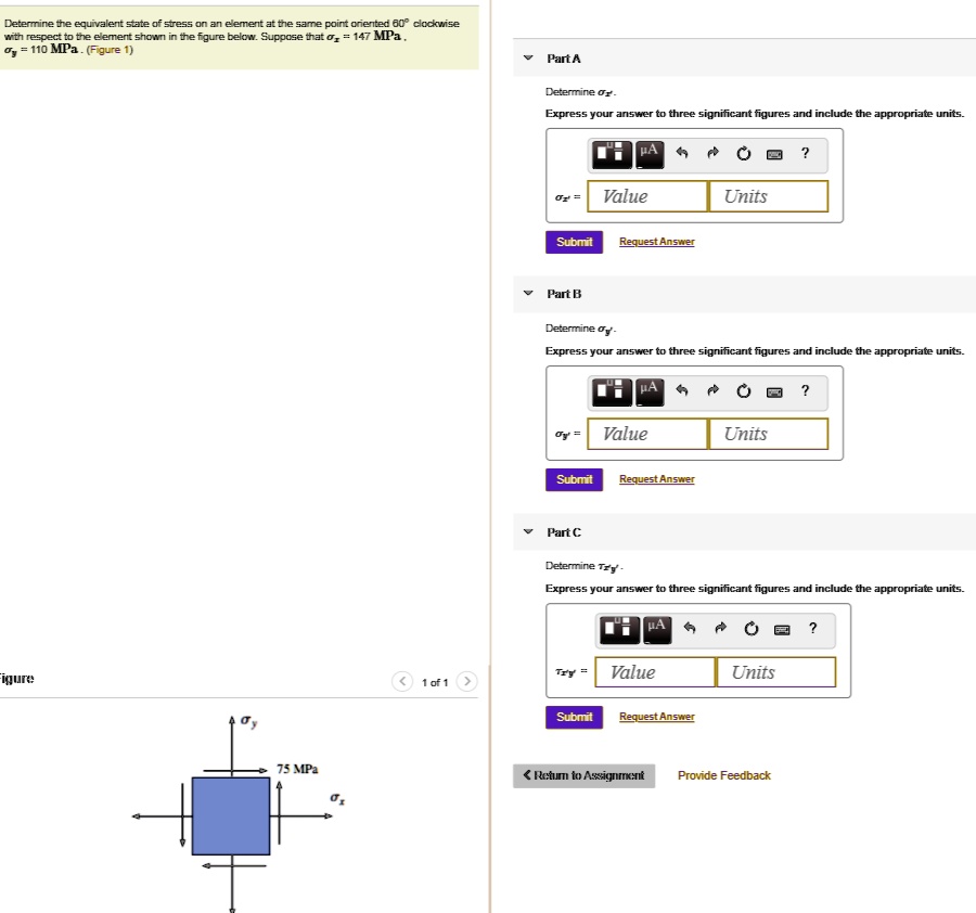 SOLVED: Determine the equivalent state of stress on an element at the ...