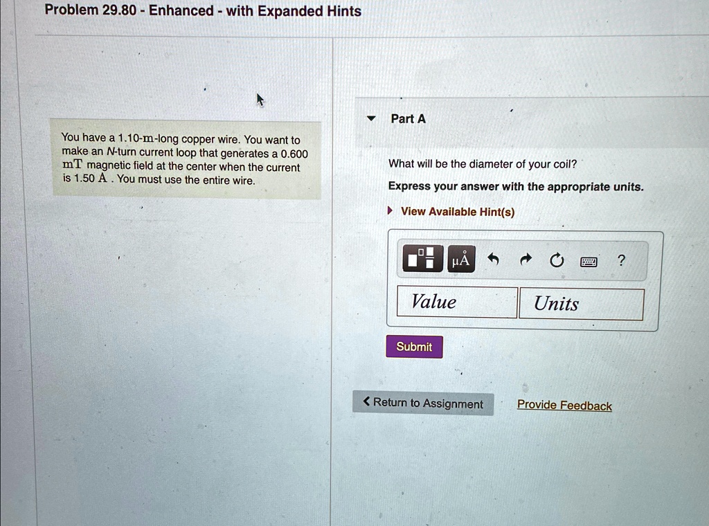 Problem 29.80 - Enhanced - with Expanded Hints You have a 1.10-m-long copper wire. You want to ...