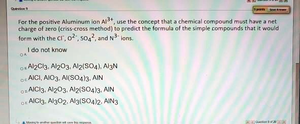 For the positive Aluminum ion Al3+, use the concept that a...