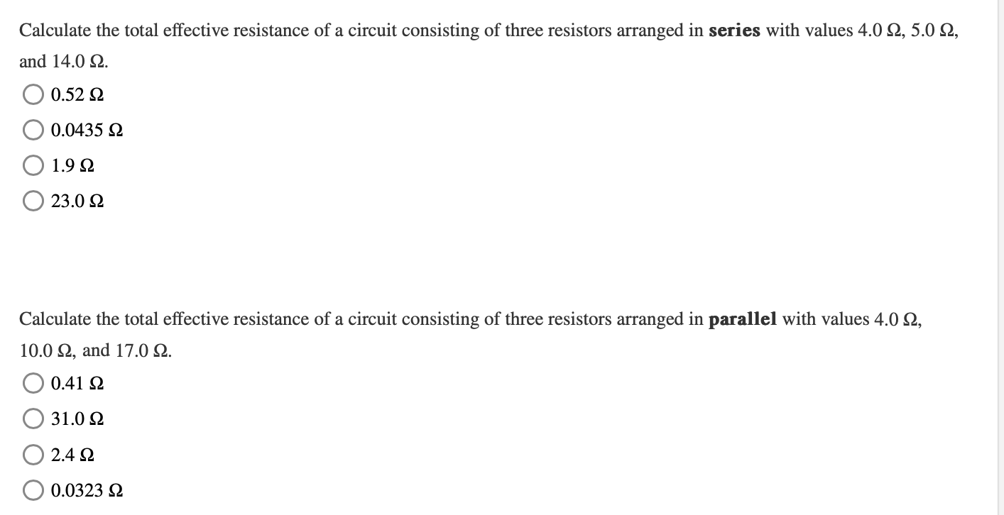Calculate the total effective resistance of a circuit consisting of ...