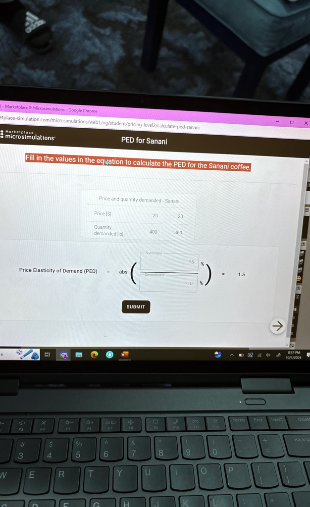 PED for Sanani Fill in the values in the equation to calculate the PED ...