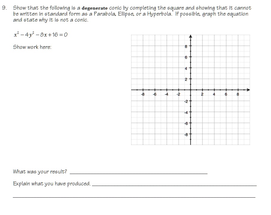show that the following is a degenerate conic by completing the square ...