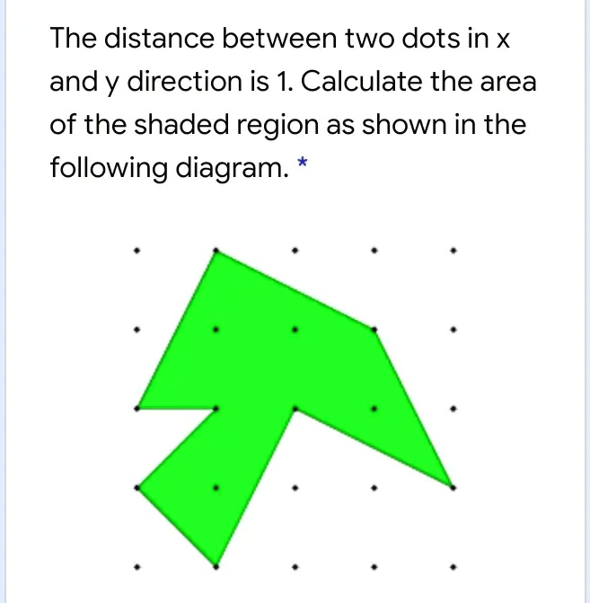 The distance between two dots in x and y direction is 1. Calculate the ...
