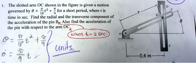 SOLVED: The slotted arm OC shown in the figure is given a motion time ...