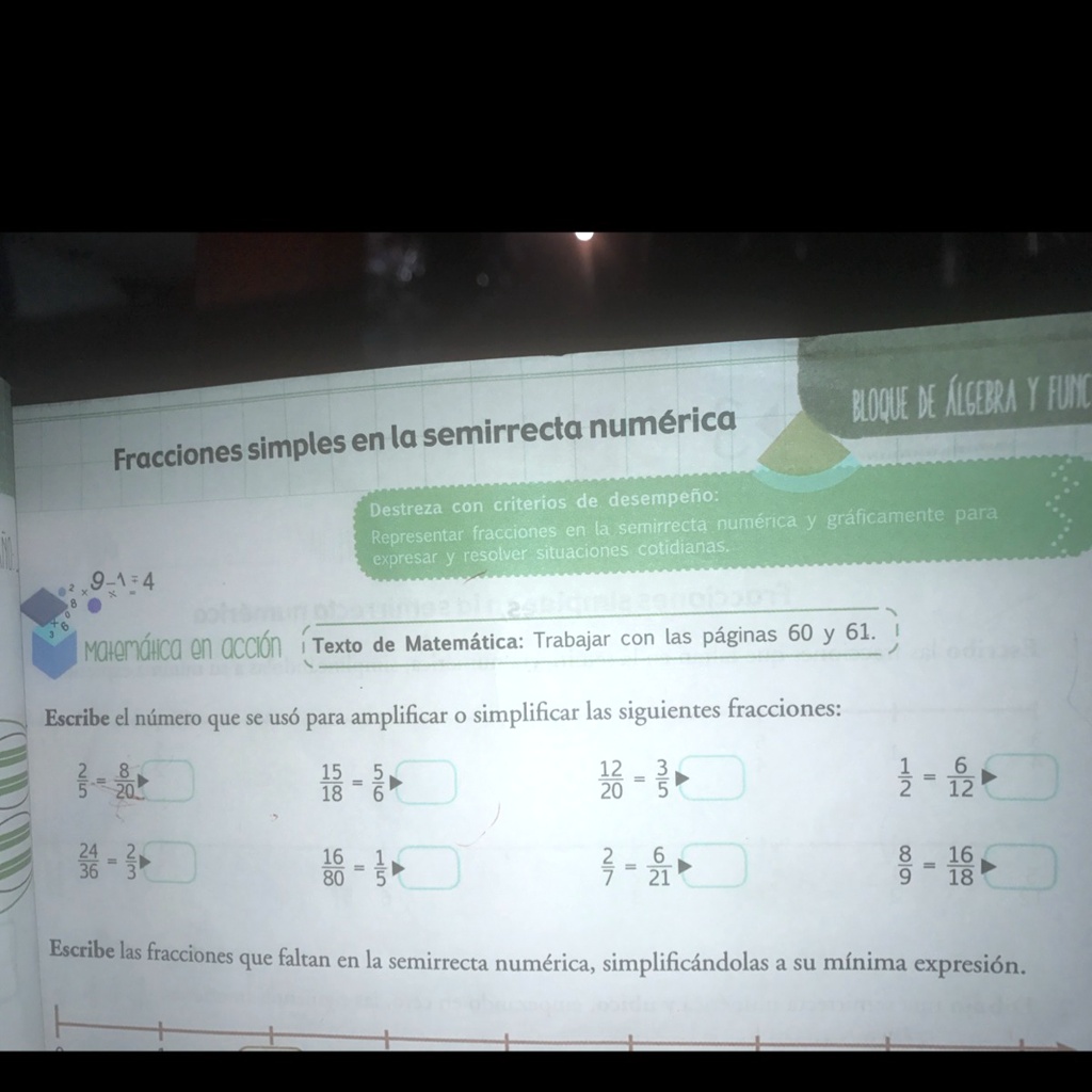 SOLVED: Escribe el número que se usó para amplificar o simplificar las ...