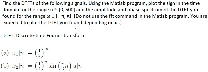 Solved Find The Dtfts Of The Following Signals Using The Matlab Program Plot The Sign In The