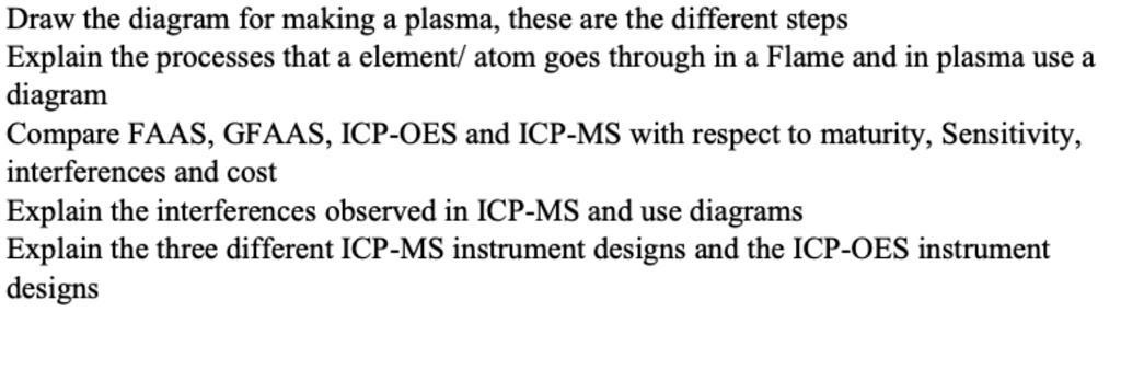 SOLVED: Draw the diagram for making a plasma, these are the different ...