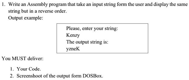 Write An Assembly Program That Takes An Input String From The User And Displays The Same String 3445