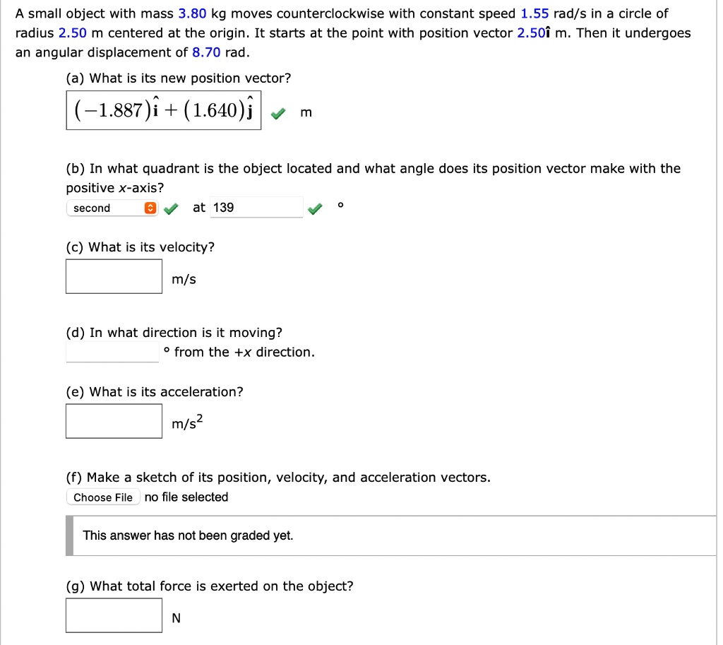 SOLVED: A small object with mass 3.80 kg moves counterclockwise with constant speed 1.55 rad/s ...