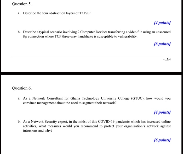 SOLVED: Question 5. a. Describe the four abstraction layers of TCP/IP [4 points] b. Describe a ...