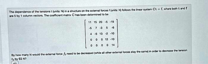 SOLVED: are 5 by 1 column vectors.The coefficient matrix C has been ...