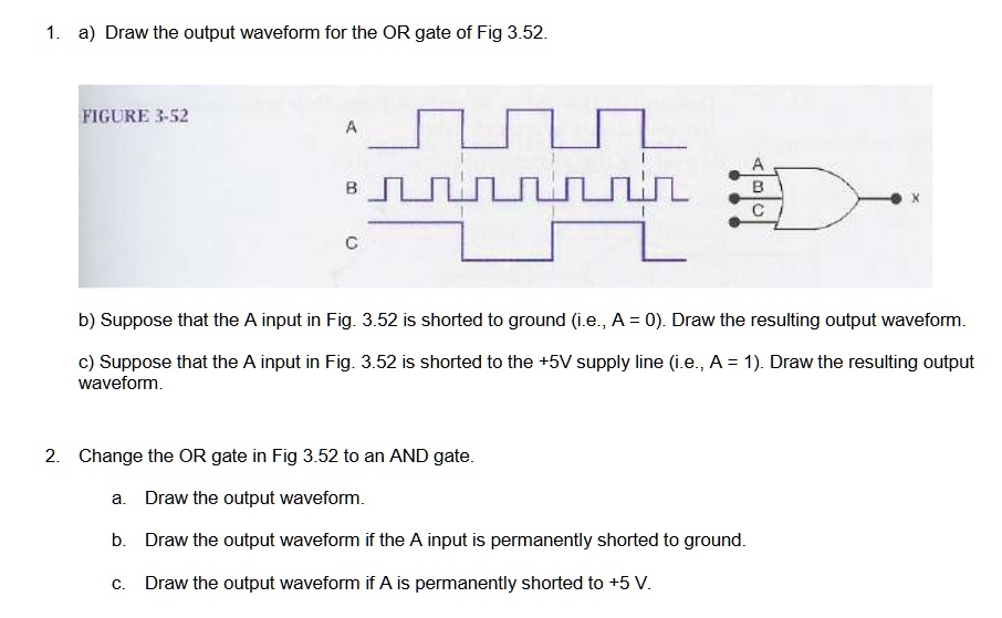 SOLVED: a. Draw the output waveform for the OR gate of Fig 3.52. FIGURE ...