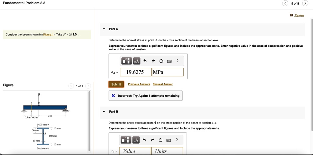 consider the beam shown in figure 1 take p24 mathrmkn figure part a ...