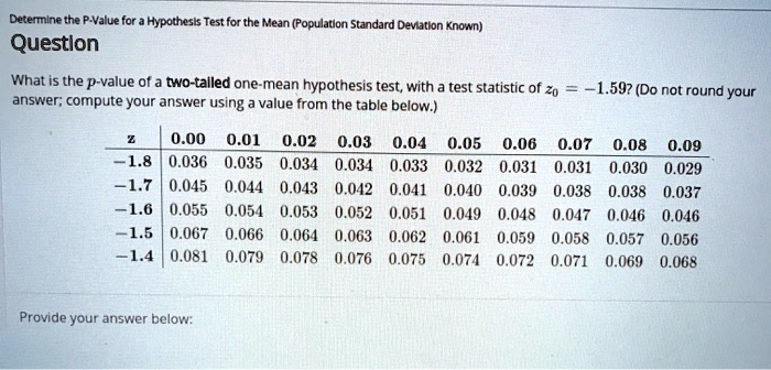 Solved Determlne The P Value For Hypothests Test For The Mean Populatlon Standard Devation