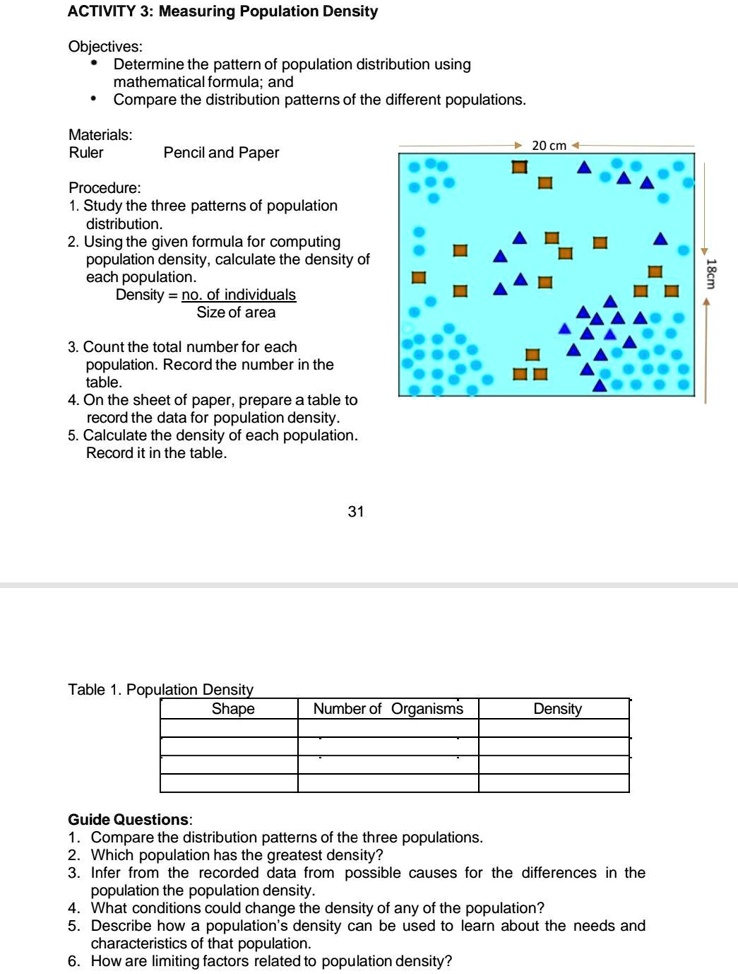 ACTIVITY 3: Measuring Population Density Objectives: • Determine the ...