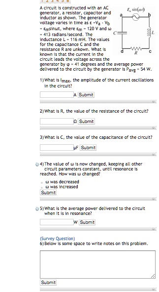SOLVED: A circuit is constructed with an AC generator, a resistor, capacitor and inductor as ...